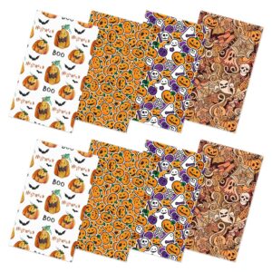 halloween fabric squares,8 pieces spooky fall pumpkins cotton fabric,50cm x 50cm/20 x 20inches halloween quilting material for halloween horror autumn party decorations sewing clothes