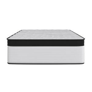 Flash Furniture Capri Comfortable Sleep Firm 12 Inch CertiPUR-US Certified Hybrid Pocket Spring Mattress, Extra Firm Feel, Durable Support, Twin Mattress in a Box,White