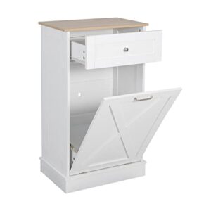 puluomis tilt out trash cabinet-free standing kitchen waste bin-wooden recycling trash cabinet with drawer-white