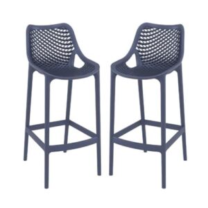 home square patio bar stool in dark gray finish - set of 2