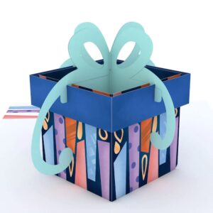 lovepop happy birthday present pop-up card – birthday card with pop-up gift – handcrafted 3d pop-up greeting card – birthday card, 3.9 x 5”