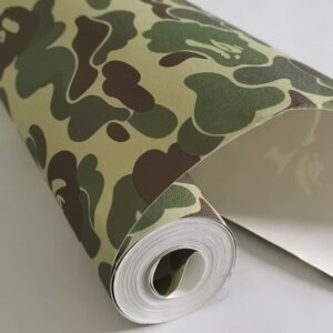 self-adhesive vinyl green camouflage contact paper peel and stick camouflage wallpaper for walls cabinets furniture door classroom arts crafts removable 17.7x117 inches