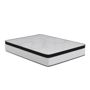 flash furniture capri comfortable sleep 12" hybrid pocket spring and foam mattress in a box, extra firm foam pocket spring hybrid mattress, queen