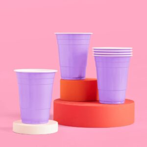 xo, Fetti Party Decorations Lavender Plastic Cups - 50 Purple Matte 16 oz Disposable Cups | Bachelorette Party, Birthday Party, Party Favors, Baby Shower Supplies