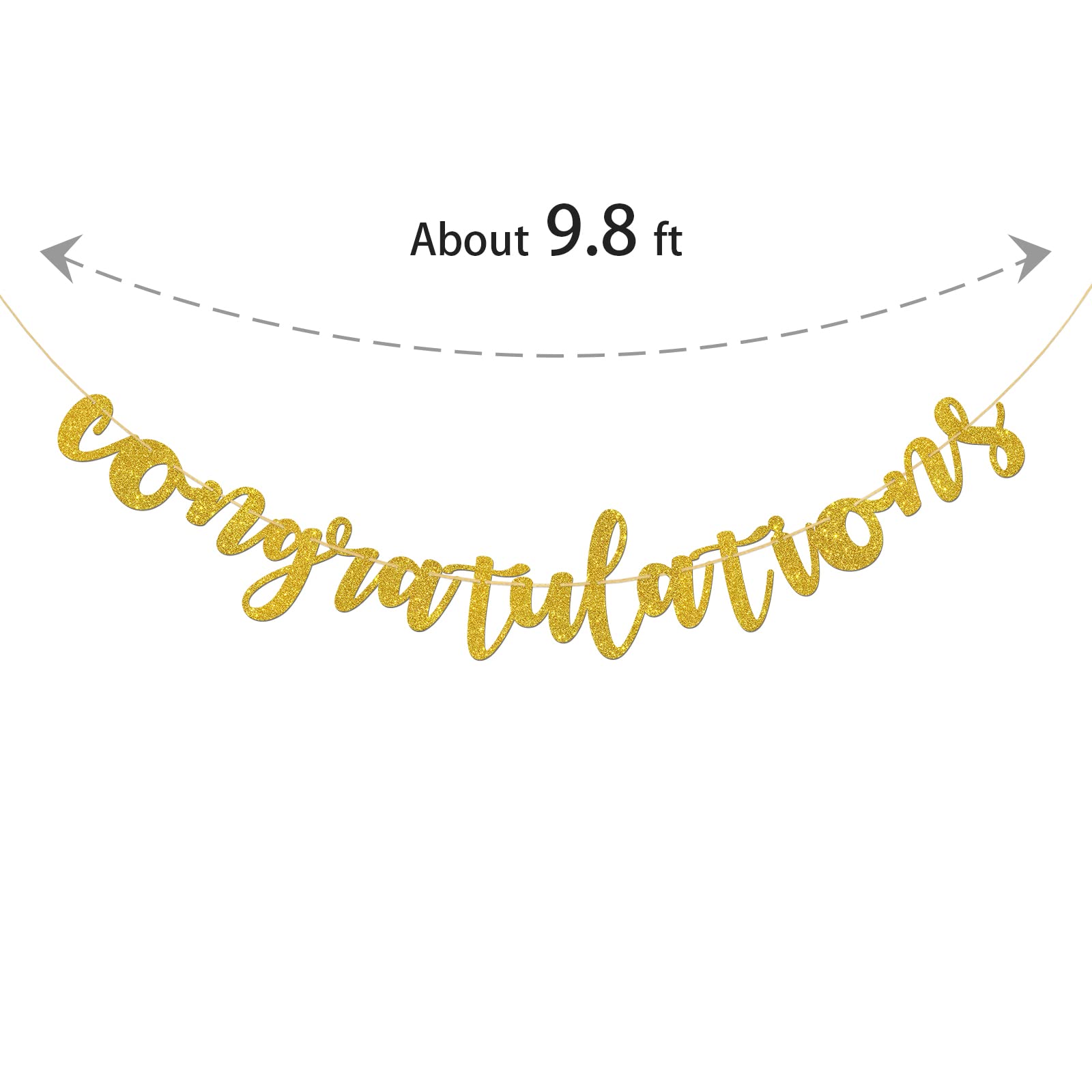 Halawawa Gold Glitter Congratulations Banner, Congrats Graduation/Wedding/Anniversary/Bridal Shower/Engagement/Retirement Party Decorations, Ceremony Party Supplies