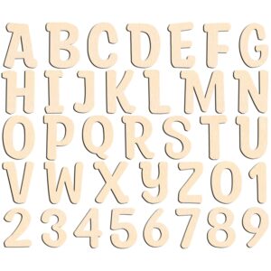 124 pcs wooden letters 2 inch for crafts unfinished capital wooden alphabet letters and numbers focal20 small wood letters for diy painting arts home decorations kids spelling learning