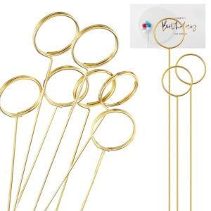 boyivi 40 pieces metal wire floral place card holder pick love floral card holder picks gold card note table number memo holder gold photo clip for wedding birthday baby shower party favor (round)