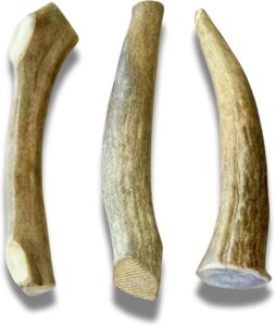 whitetail naturals - sun aged deer antler dog chews (3 pack small) economy grade natural dog bone chews -