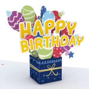 lovepop happy birthday balloon box paperpop® card – birthday card – handcrafted 3d pop-up greeting card – birthday card, 5 x 6.5”