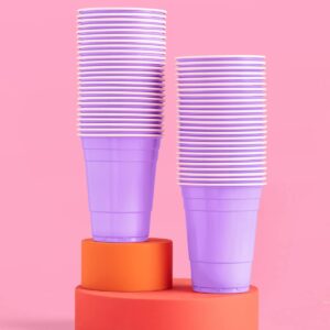 xo, Fetti Party Decorations Lavender Plastic Cups - 50 Purple Matte 16 oz Disposable Cups | Bachelorette Party, Birthday Party, Party Favors, Baby Shower Supplies