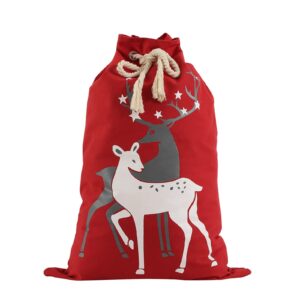 thovsmoon christmas bag santa sack with drawstring reindeer red delivery design gift bag xmas presents large size 19.5"x27.5"（red reindeer）