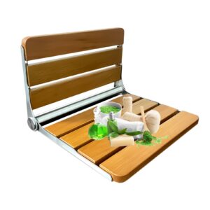 folding teak shower seat wall mounted, fold down shower seat, foldable shower bench, home care teak shower seat for inside shower, folding shower seat bench[european teak]