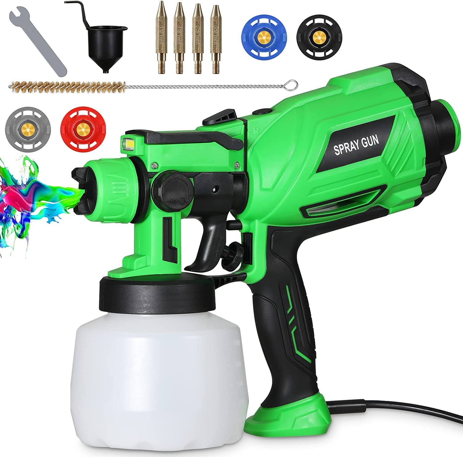 Fancyall Paint Sprayer, 550W HVLP Electric Paint Sprayer, Electric Spray Paint Gun with 4 Nozzles, High Power HVLP Sprayer for Furniture, Fence, House, Fence, Walls, Garden Chairs etc.