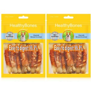 urbanx healthybones rawhide free healthy foods for pug and other small companion dogs, chicken wrapped sticks dog foods, soft chewy foods for training rewards, 14 count