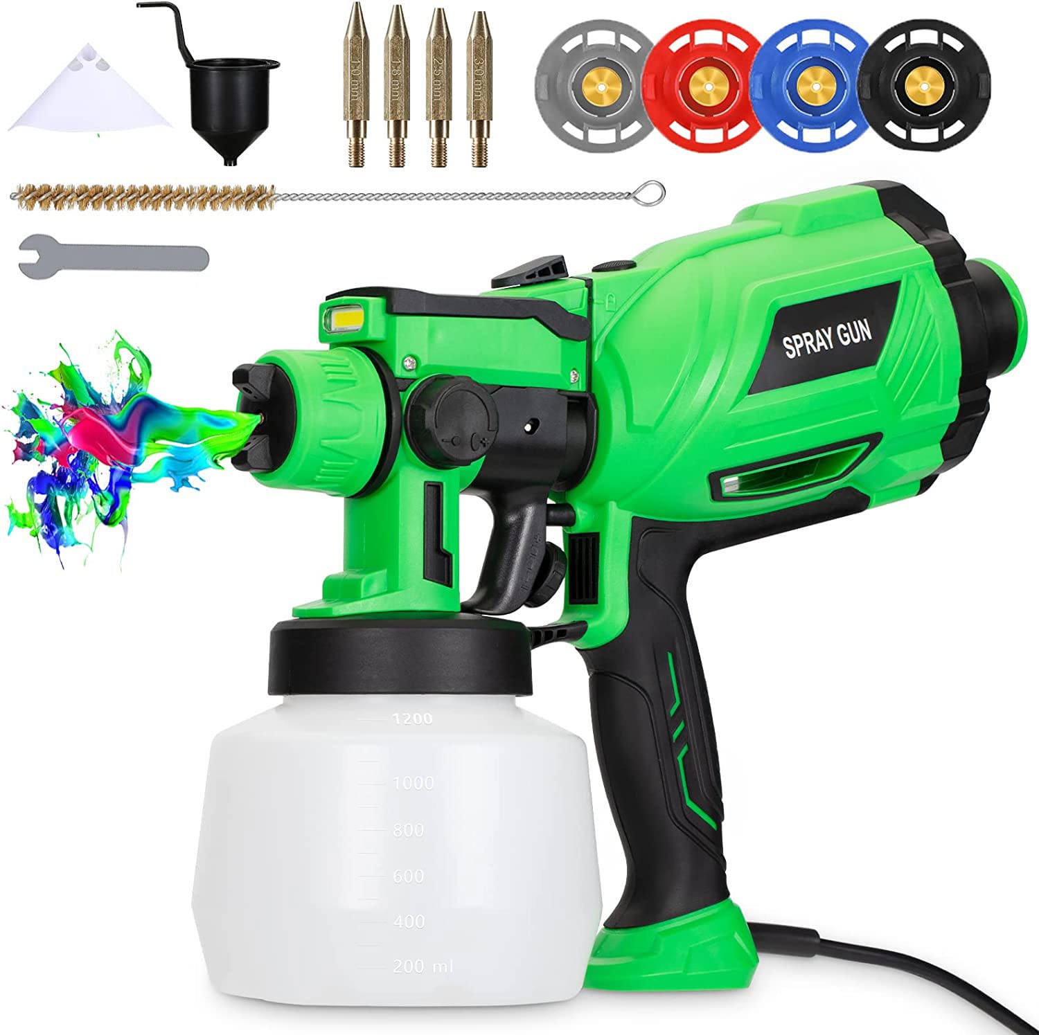 Fancyall Paint Sprayer, 550W HVLP Electric Paint Sprayer, Electric Spray Paint Gun with 4 Nozzles, High Power HVLP Sprayer for Furniture, Fence, House, Fence, Walls, Garden Chairs etc.