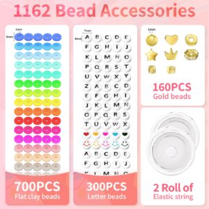 ARTDOT 1642 Pieces Clay Beads for Friendship Bracelets Making Kit, 24 Styles Jewelry Making Supplies Cute Beads Charms with Elastic String and Organizer Gifts for Teens Girls Ages 6 7 8 9 10 11 12