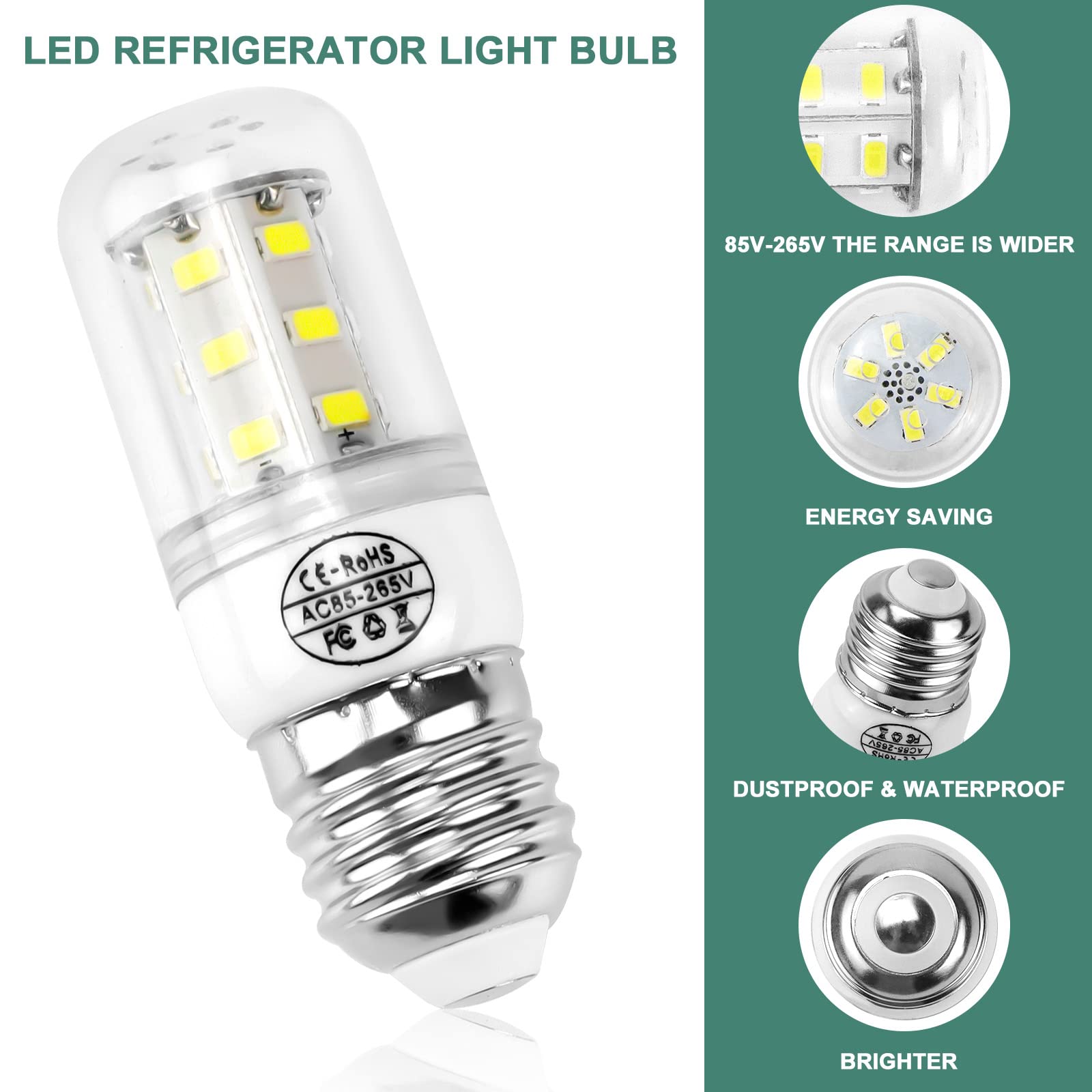 Updated 5304511738 Light Bulb Refrigerator kei d34l Bulb,LED Refrigerator Light Bulb 3.5W Compatible with frig.idaire Refrigerator Light Bulb AP6278388 PS12364857 (85V-265V White Light*2 Pice)