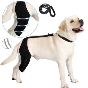 noillow dog knee brace, dog leg brace for sprain acl, ccl, arthritis - keeps the joint warm and stable, leg wounds care and prevent licking, dog rear leg luxating patella brace-right-l