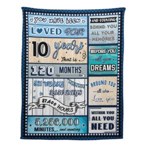 10 year old boy birthday gift, super soft and warm happy birthday blanket, digital heartwarming sentences creative design ideal gifts for 10th, 50"x60"