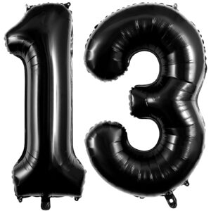 black 13 balloon numbers, large 13 or 31 foil balloons, big number balloons 40 inch for 13th / 31st birthday party and anniversary events decorations