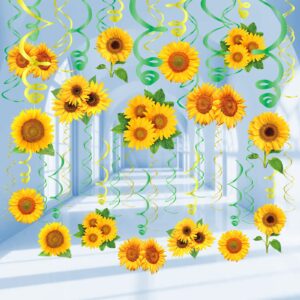 30pcs sunflower decorations hanging swirls spring summer party supplies sun flowers party foil ceiling wall decor for baby shower birthday party favors