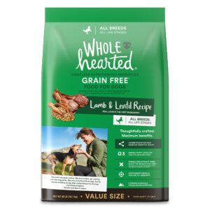 wholehearted grain free all life stages lamb and lentil formula dry dog food 40 lbs.