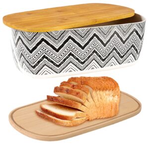 nomotruc bread box with cutting board lid made with bamboo fiber, bread box for kitchen countertop bread container holder keeper keep fresh i14.4x8.3x5.6 in……