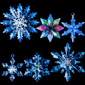 let's resin christmas resin molds, 6 pcs varying sizes snowflake epoxy resin molds silicone, 3d ice crystal resin ornament molds, silicone molds for epoxy resin, tree & car decoration