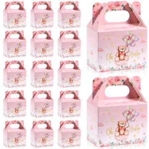 36 pieces bear baby shower party favor boxes cute bear treat boxes paper candy cookies box decoration for baby shower party supplies gender reveal bear themed birthday party decor (pink)