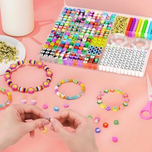 ARTDOT 1642 Pieces Clay Beads for Friendship Bracelets Making Kit, 24 Styles Jewelry Making Supplies Cute Beads Charms with Elastic String and Organizer Gifts for Teens Girls Ages 6 7 8 9 10 11 12