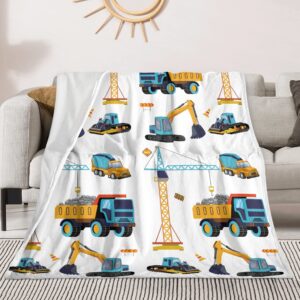 construction truck blanket boys excavator plush throw blanket soft fuzzy flannel tractor blanket for bed couch sofa decor blankets trucks car lover toddler kids blankets gifts 60"x50"