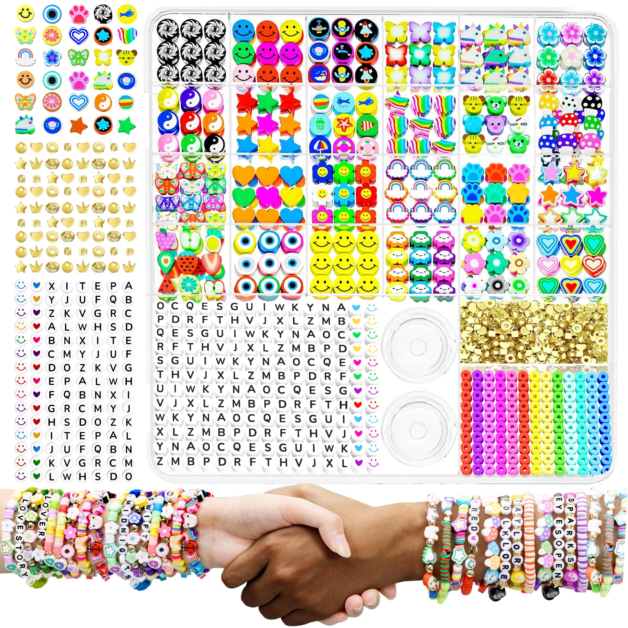 ARTDOT 1642 Pieces Clay Beads for Friendship Bracelets Making Kit, 24 Styles Jewelry Making Supplies Cute Beads Charms with Elastic String and Organizer Gifts for Teens Girls Ages 6 7 8 9 10 11 12