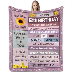 nuritus 12 year old girl gifts for birthday, 12 year old girl gifts, 12th birthday decorations for girls boys, 12th birthday gifts for girls, birthday gifts for 12 year old girls blanket 50"x60"