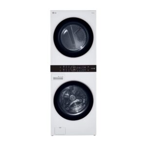 lg wkg101hwa front load white stacked unit with 4.5 cu. ft. washer & 7.4 cu. ft. dryer