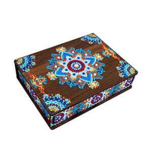 5d diamond painting wooden storage box rectangular retro desktop decor jewelry storage box drill wood organizer for home office storage christmas gift