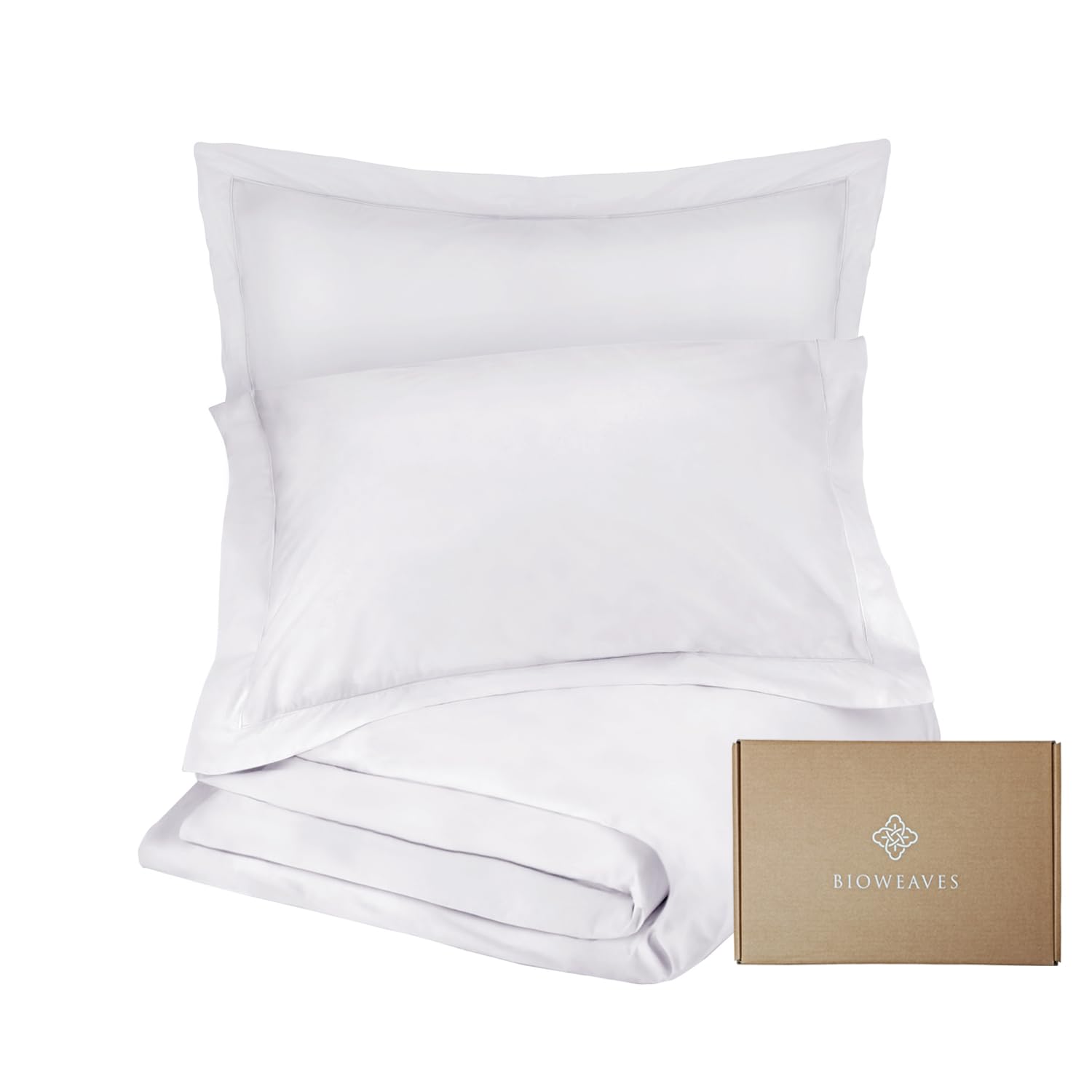 BIOWEAVES 100% Organic Cotton Percale Duvet Cover King Size Set – Crisp, Soft & Naturally Cooling Weave, 300 Thread Count GOTS Certified King Duvet Cover & 2 Pillow Shams – 106x92 inches, Ivory