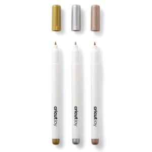 cricut joy metallic markers permanent - medium point (1.0mm), for use joy machine, add sparkle to your crafts, smart labels, drawings & notes, set of 3 - gold, silver & copper