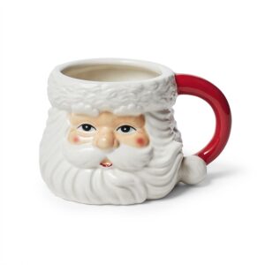 sur la table snowy village santa mug, red