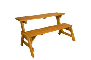 amish casual 2-in-1 heavy-duty 800 lb convertible picnic table bench (cedar stain)