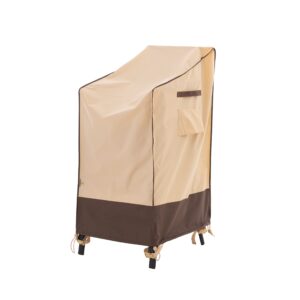 patio chair cover, waterproof uv resistant heavy duty outdoor chair covers for stacking chairs, 27"w x 37"d x 47"h, beige