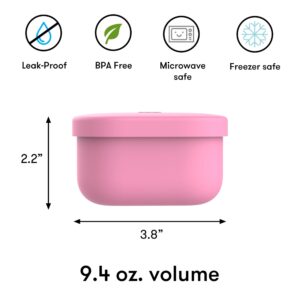 Omie OmieBox Silicone Leakproof Snack Containers To Go, Food Storage Containers with Lid, School Lunch Bento Container - BPA Free, Airtight, Dishwasher and Freezer Safe, Oven Safe - 9.4 ounces