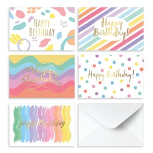 rileys rainbow birthday cards assortment, 50-count | 5 designs, wishing cards for kids and adults, greeting cards with envelopes included, bulk variety pack