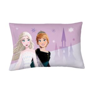 frozen elsa & anna beauty silky satin standard reversible pillowcase cover 20x30 for hair and skin, (official) disney product by franco