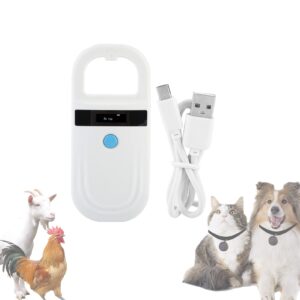 gugxiom pet microchip scanner, 134.2khz/125khz pet microchip reader with oled display, low battery alarm animal chip id scanner for fdx b(iso11784/11785) and emid microchips