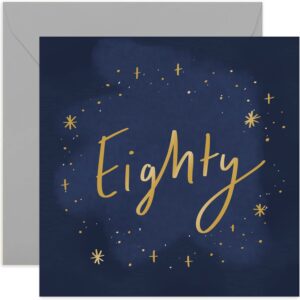 old english co. stars 30th birthday card - stylish gold foil thirtieth celebrations greeting card for her or him | thirty card for men and women | blank inside & envelope included (30th) (80th)