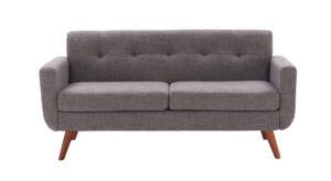 tbfit 65" w loveseat sofa, mid century modern decor love seat couch, button tufted upholstered love seats furniture for living room (dark grey)