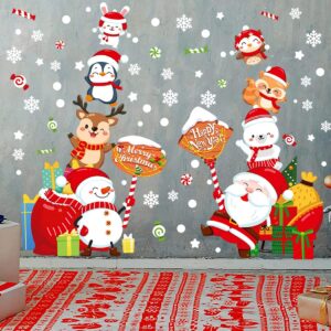 ggboy christmas wall decals, santa claus christmas wall stickers removable, xmas snowman christmas vinyl wall decal, christmas window clings stickers decals for wall window kid room bedroom decoration