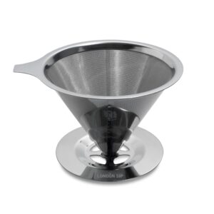 the london sip stainless steel coffee dripper pour over coffee maker, coffee slow brewing accessories for home, 1-4 cup