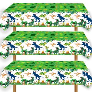 bigkeoki 3pcs dinosaur party tablecloth dinosaur birthday table cover t-rex dinosaur party supplies decorations dino 1st 2nd 3rd 10th birthday table cloth for boys-86.6 * 51.2in