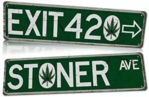 yacshxen 2 pieces vintage exit 420 street sign stoner avenue sign rustic stoner room decor 4 x 16 inch